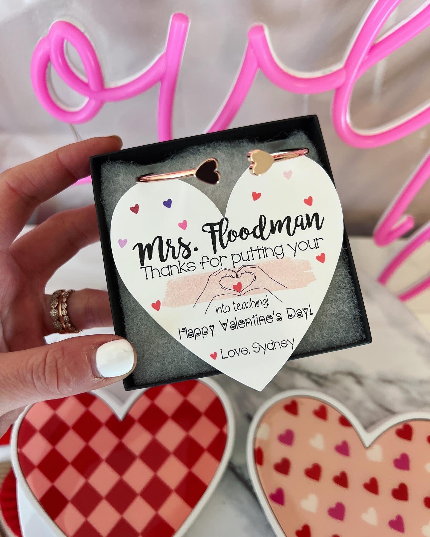 Thanks for putting your heart into teaching, heart cuff bangle, card ...