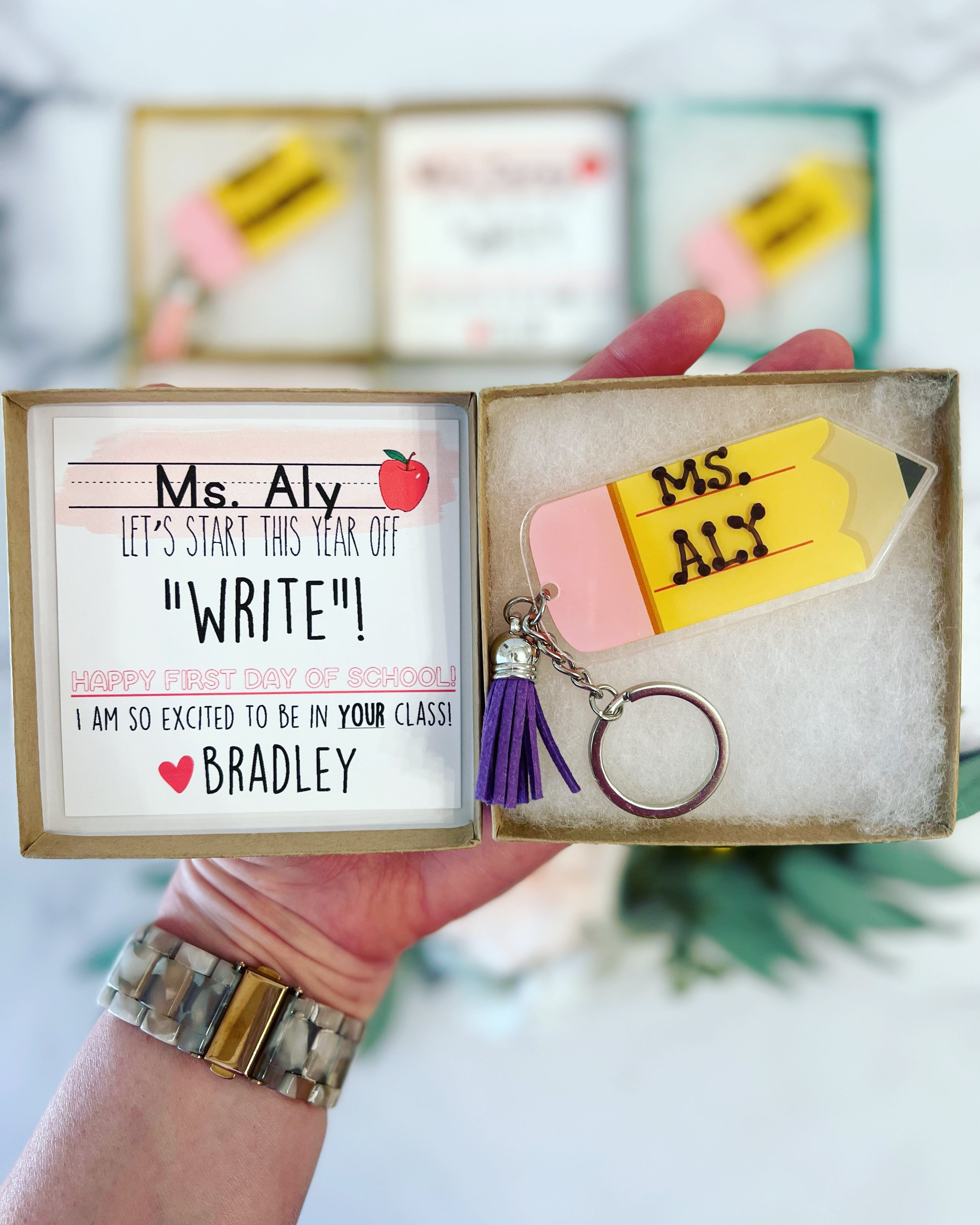 First Day of School Teacher gift! Pencil keychain – Love Leigh Gift Co.