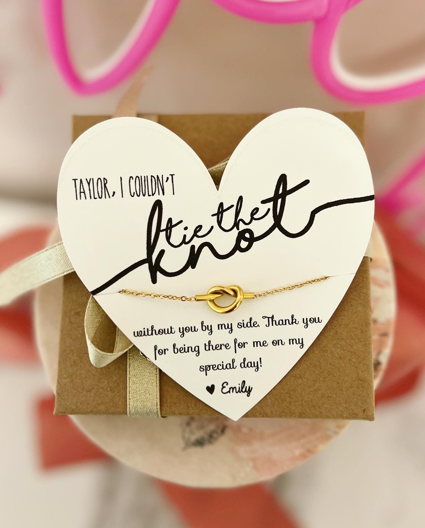 Tie the knot necklace for bridesmaids store
