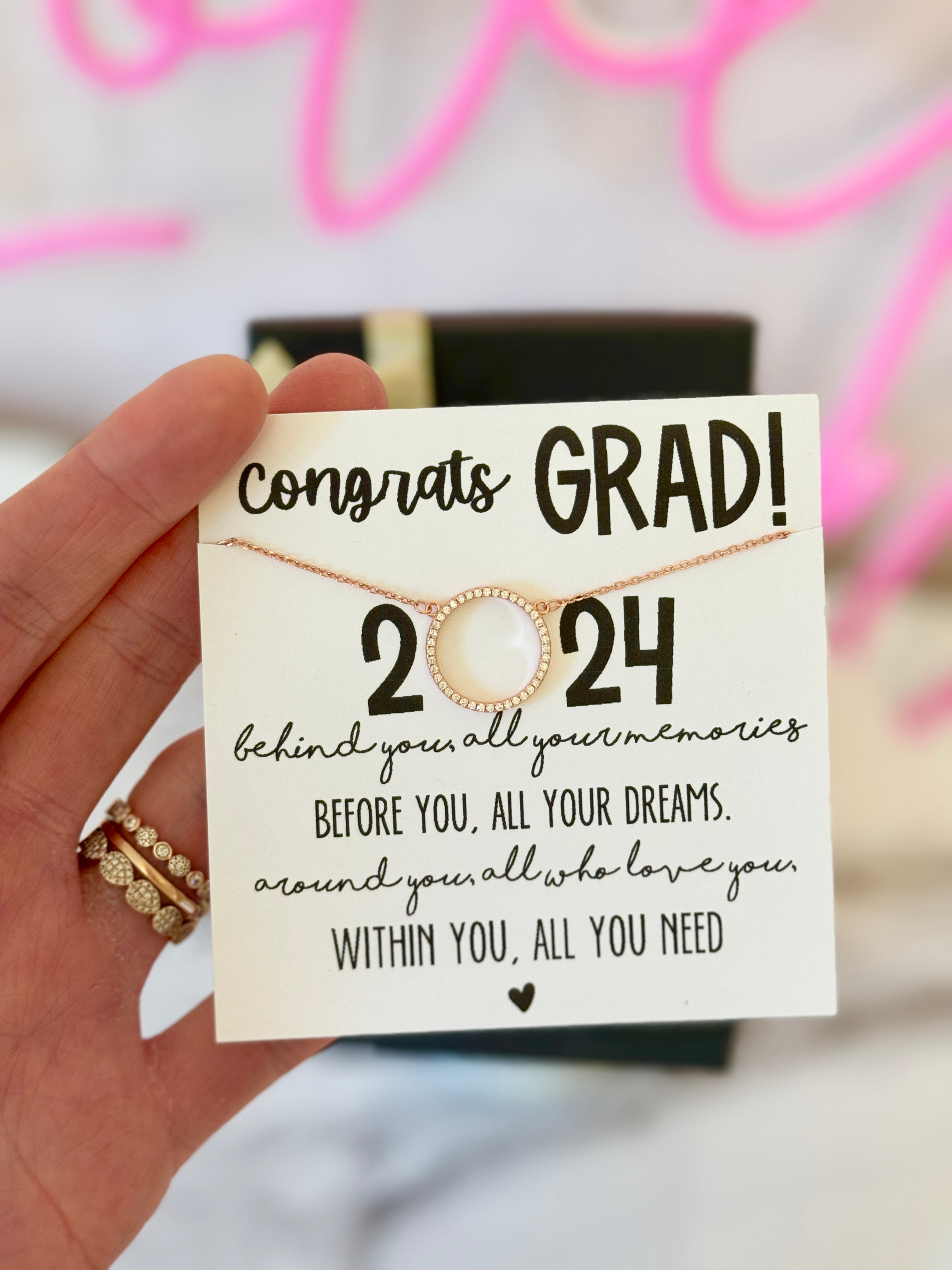 Congrats Grad 2024! Graduation Gift Circle Pendant Necklace, NON-TARNI ...