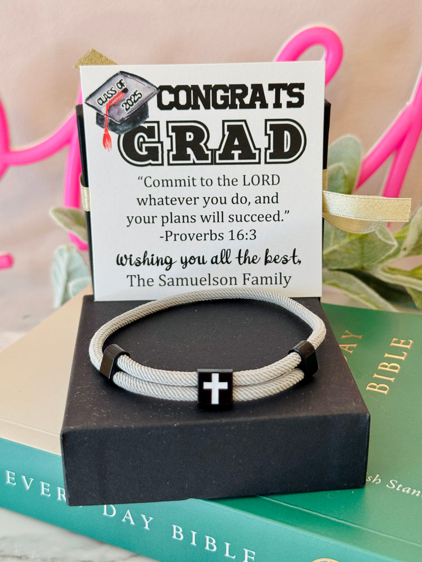 Congrats Grad adjustable cross bracelet,Graduation gift, stainless ste ...