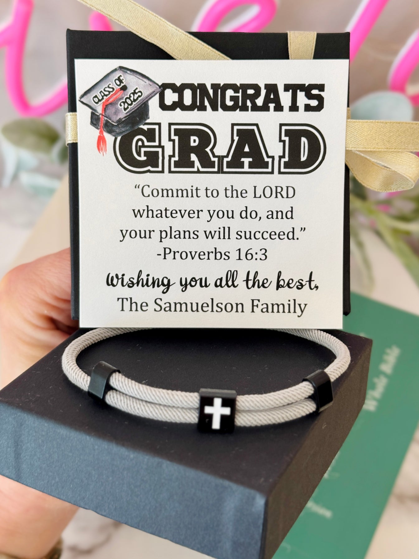 Congrats Grad adjustable cross bracelet,Graduation gift, stainless ste ...