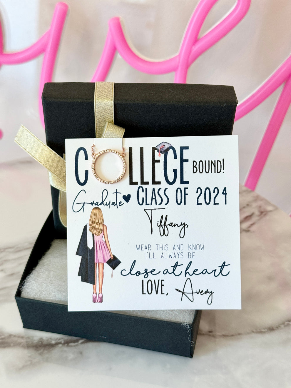 College Bound Graduation Gift! Circle Pendant Necklace – Love Leigh ...