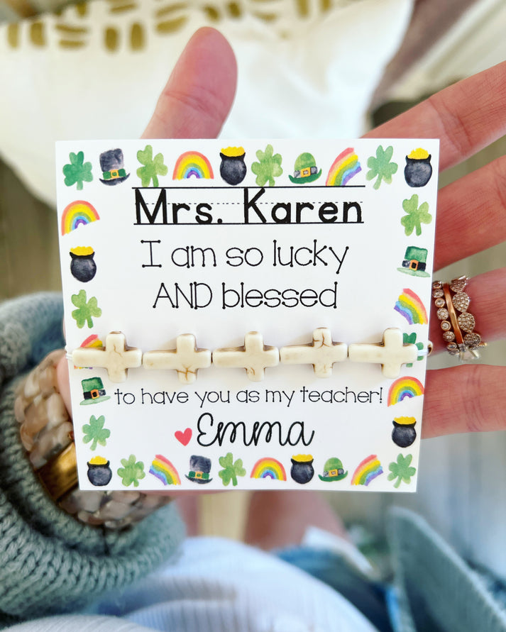 St. Patricks Day Teacher gift! Cross Bracelet – Love Leigh Gift Co.