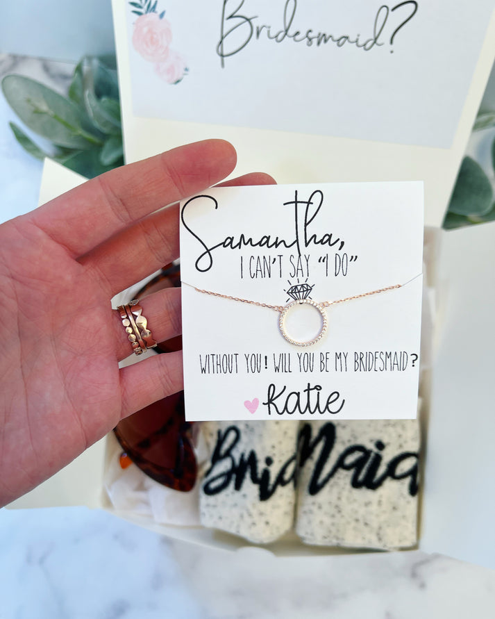 Bridesmaid Proposal Box with Socks, Glasses & Necklace – Love Leigh ...