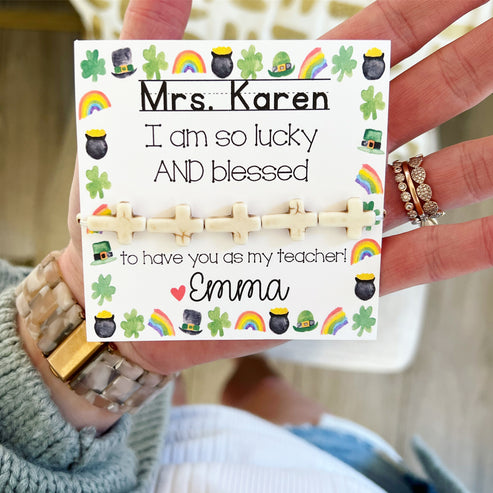 St. Patricks Day Teacher gift! Cross Bracelet – Love Leigh Gift Co.