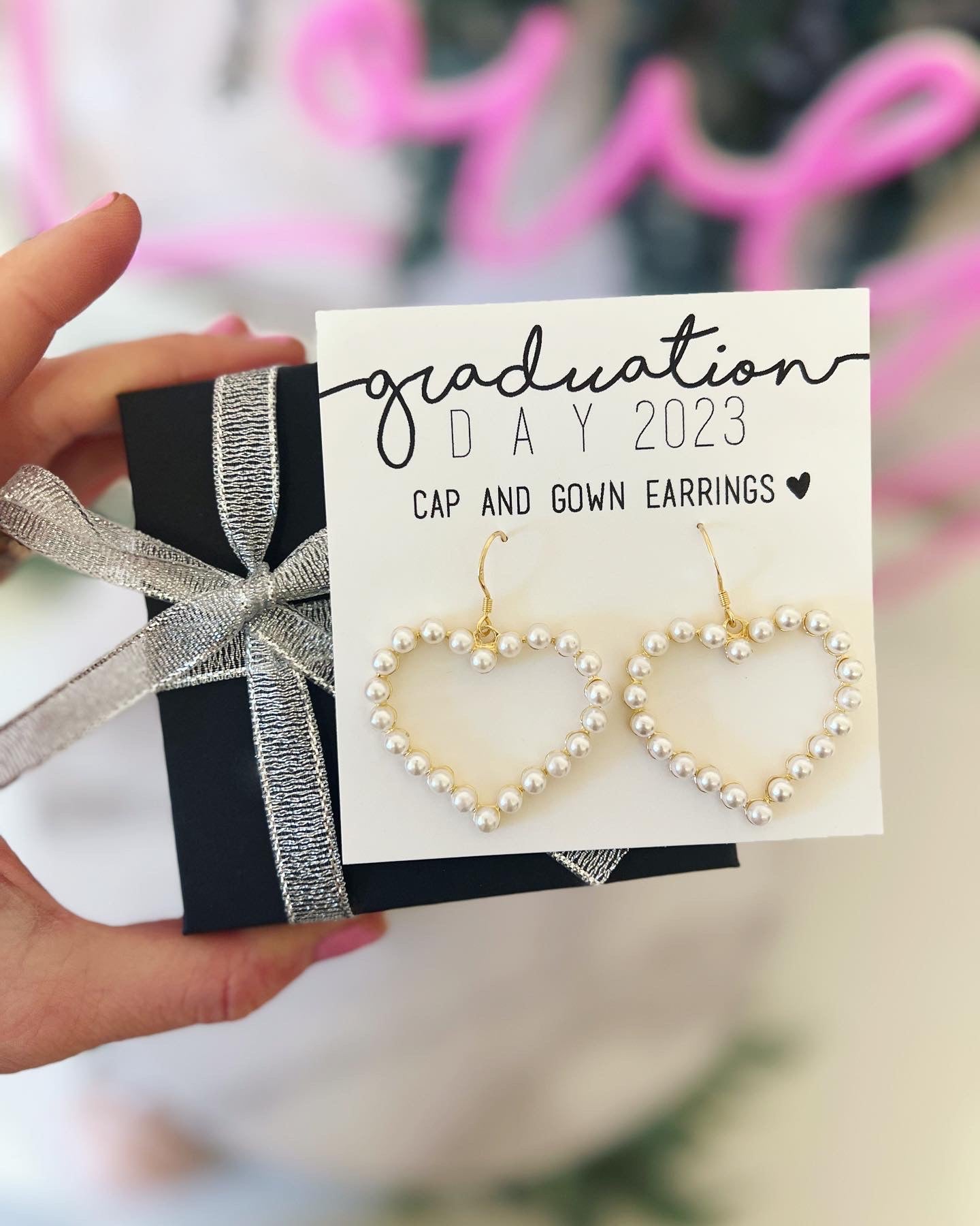 Graduation Day Pearl Heart Earrings – Love Leigh Gift Co.