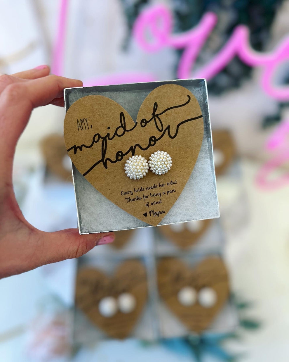 Bridesmaid Gift Pearl Earrings – Love Leigh Gift Co.