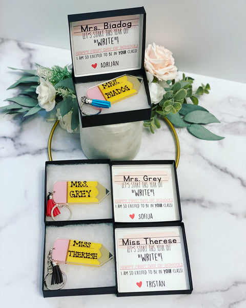 First Day of School Teacher gift! Pencil keychain – Love Leigh Gift Co.