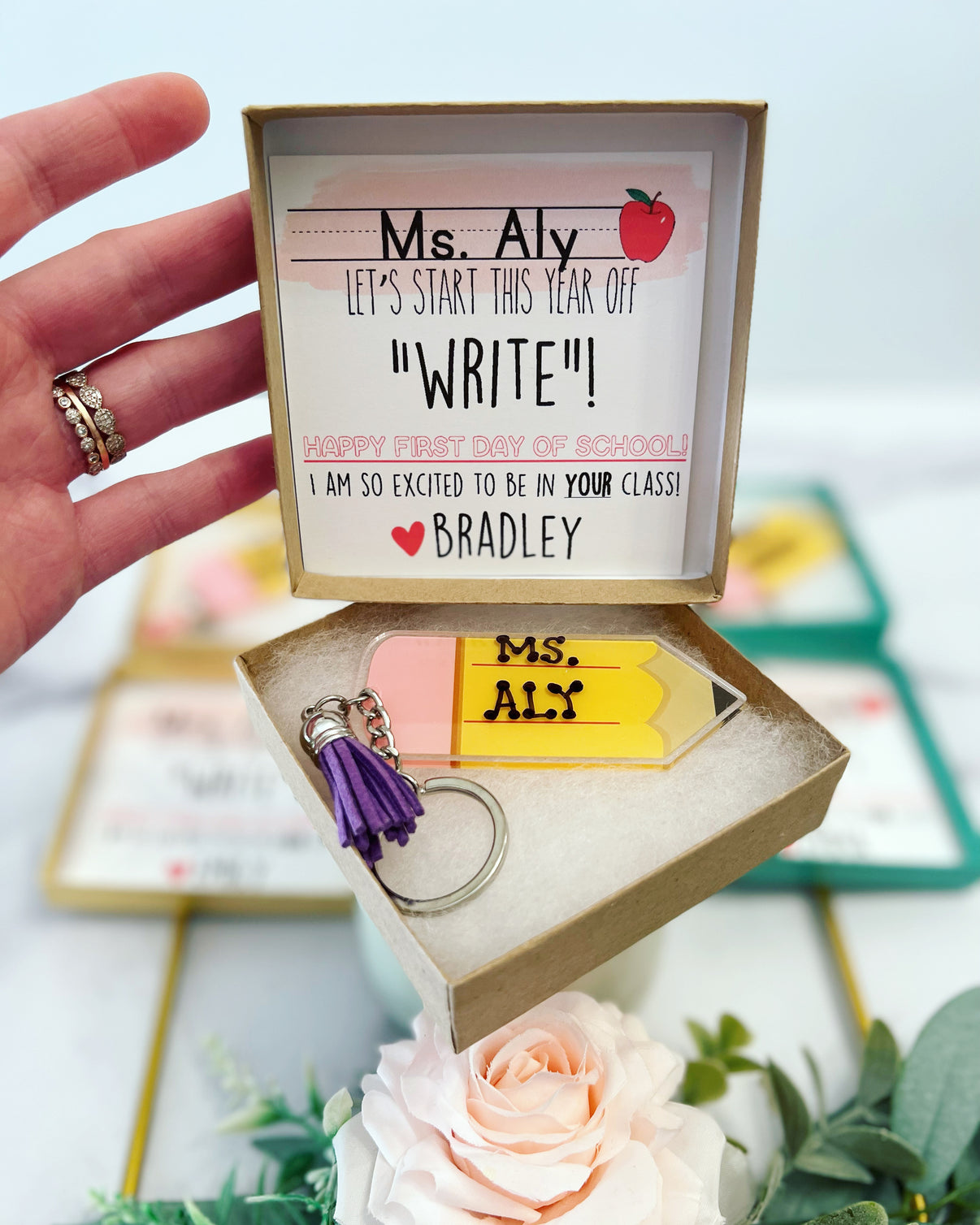 First Day of School Teacher gift! Pencil keychain – Love Leigh Gift Co.