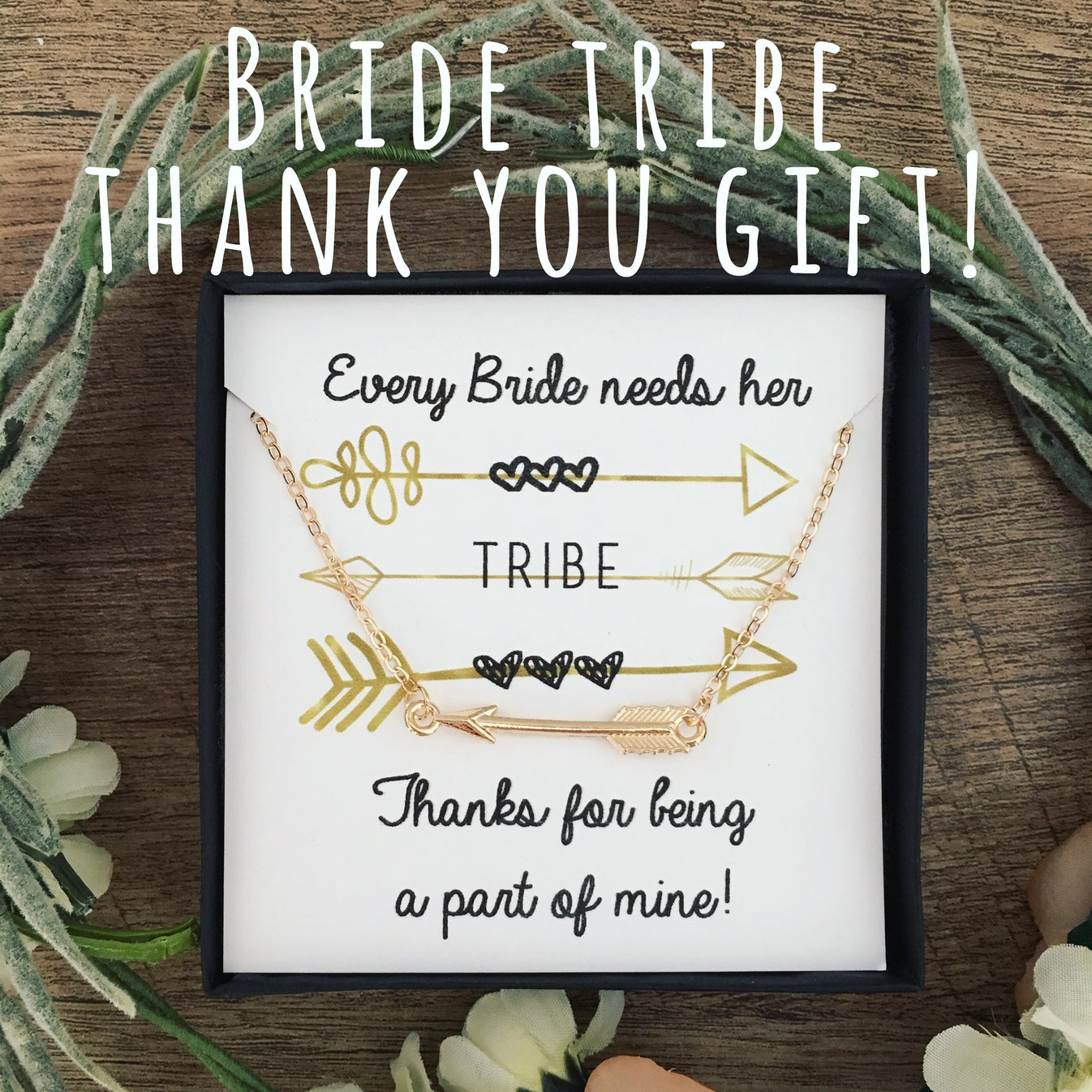 Bride Tribe Arrow Necklace! Thank You Gift – Love Leigh Gift Co.