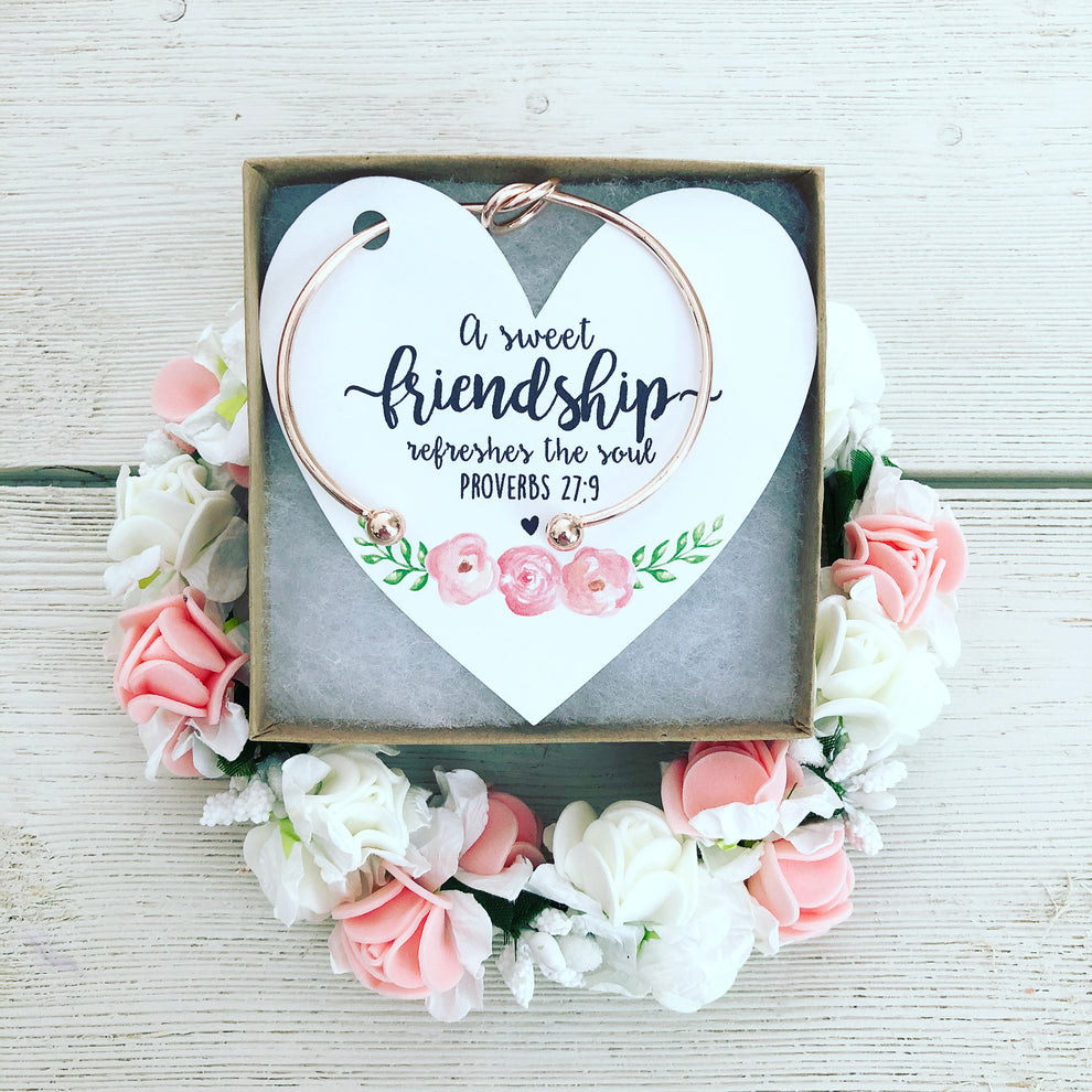 Best Friend Knot Bangle Floral Heart Card – Love Leigh Gift Co.